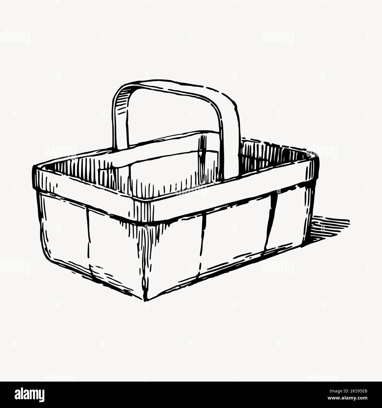 Basket drawing, vintage object illustration vector Stock Vector Image ...