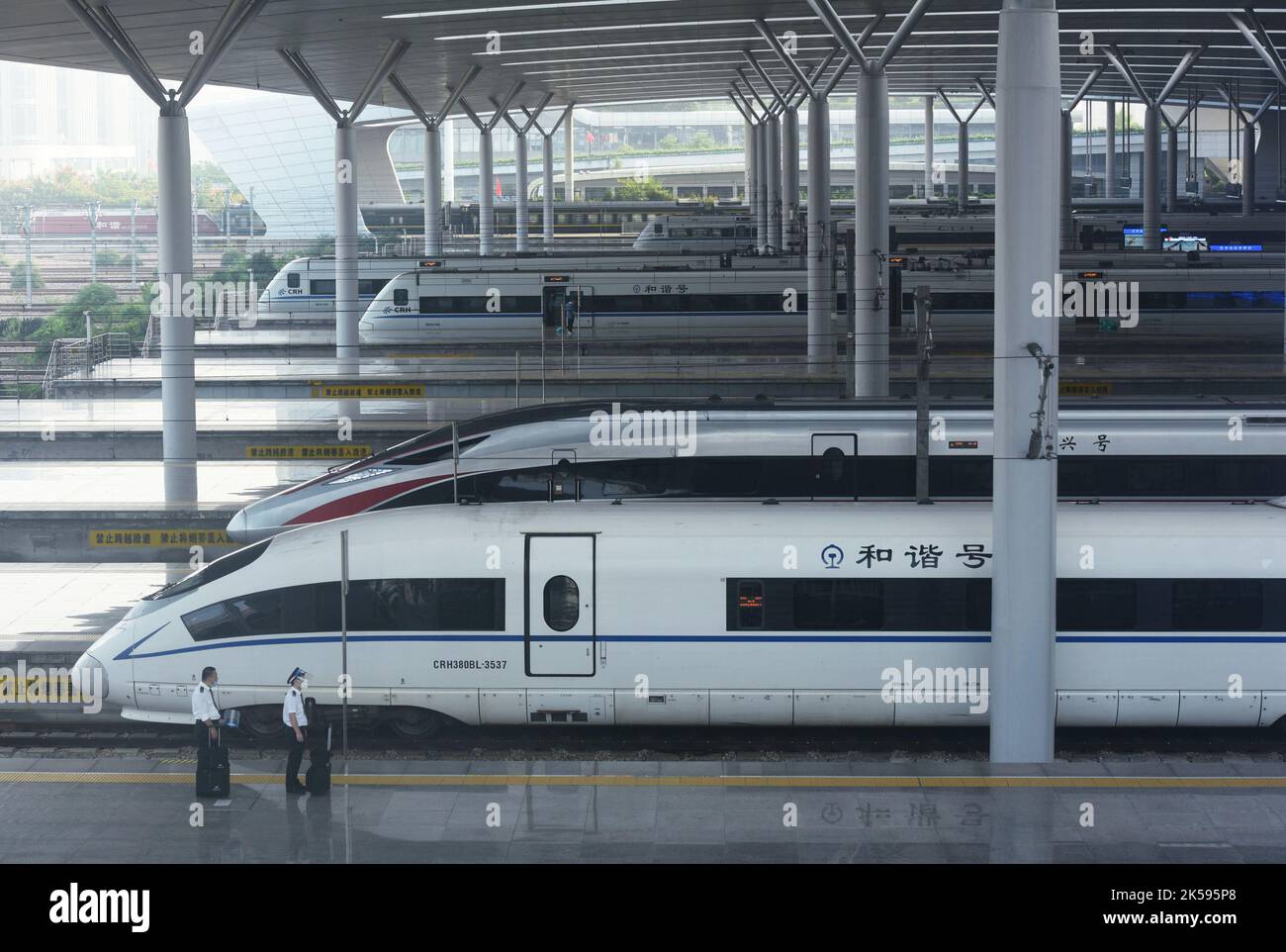 HANGZHOU, CHINA - OCTOBER 7, 2022 - High-speed train drivers wait for ...