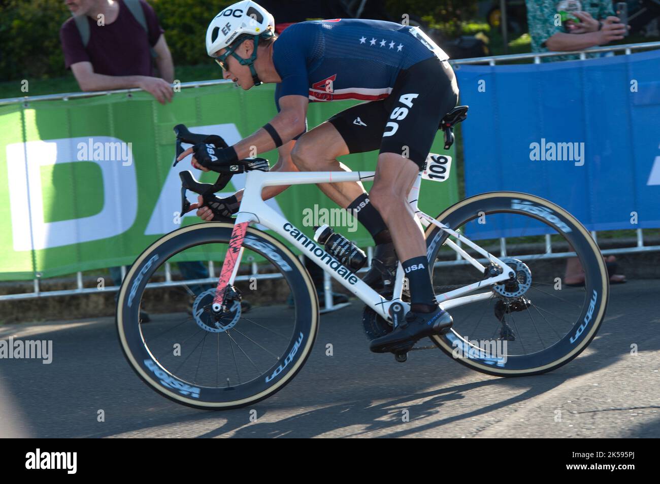 Neilson Powless of the US Cycling team during the elite men's road race ...