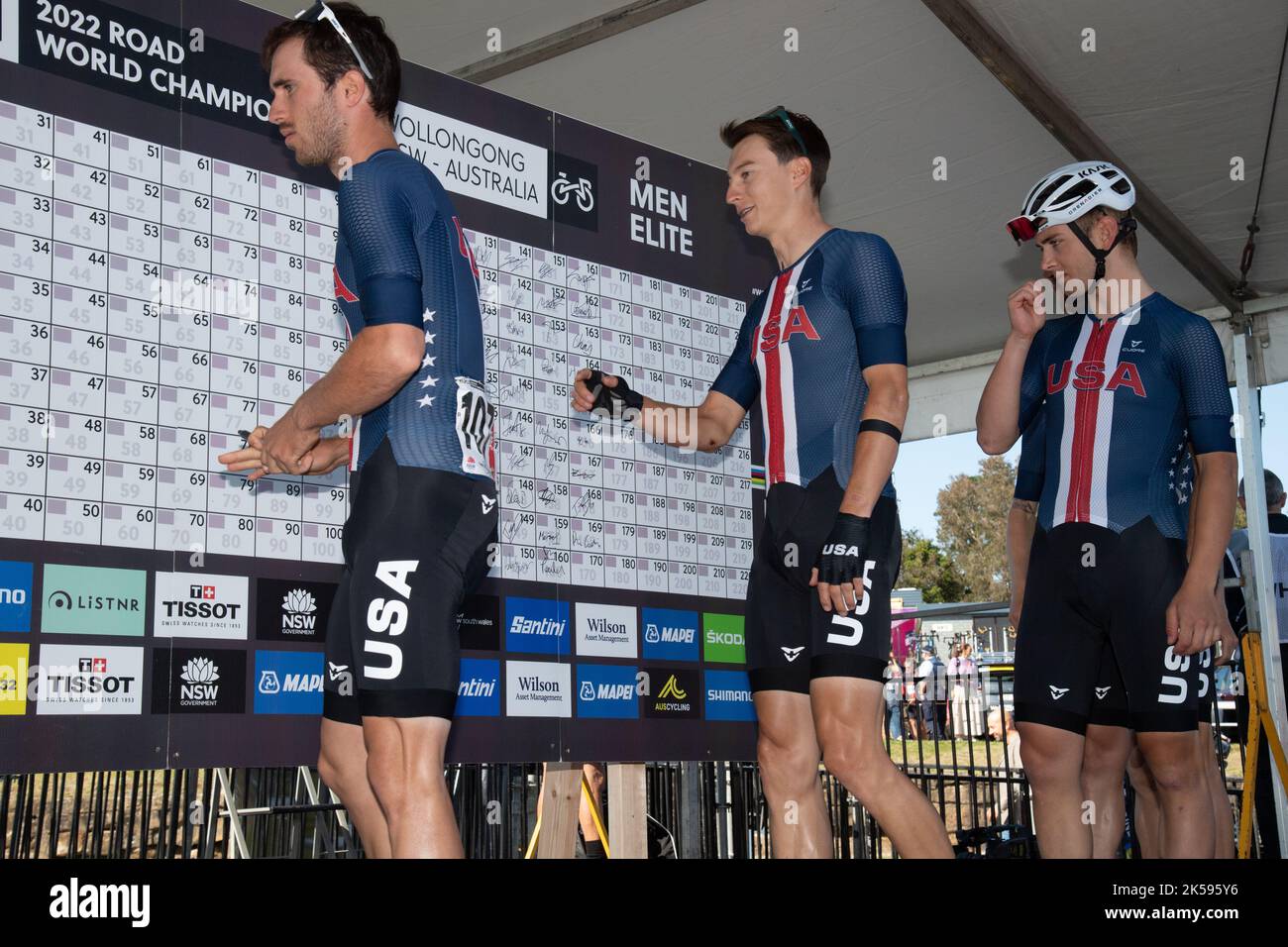 Team USA riders sign in before the Elite men's road race at the UCI ...