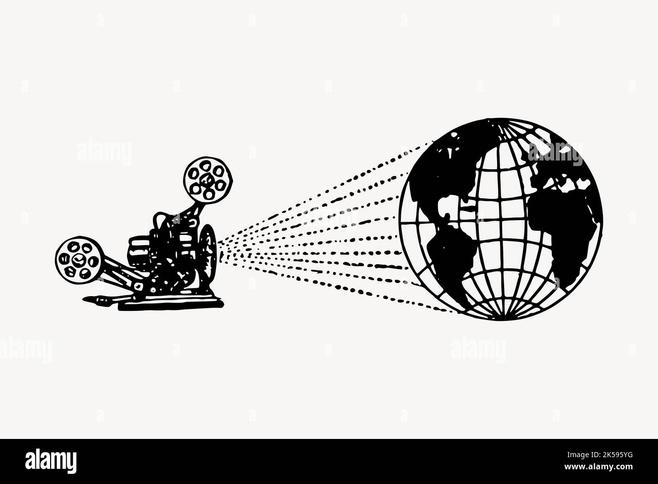 Worldwide media drawing, vintage journalism illustration vector Stock ...
