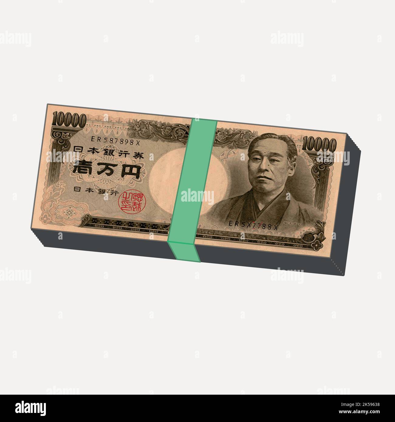 Japanese money wad clipart, Yen currency illustration vector Stock ...