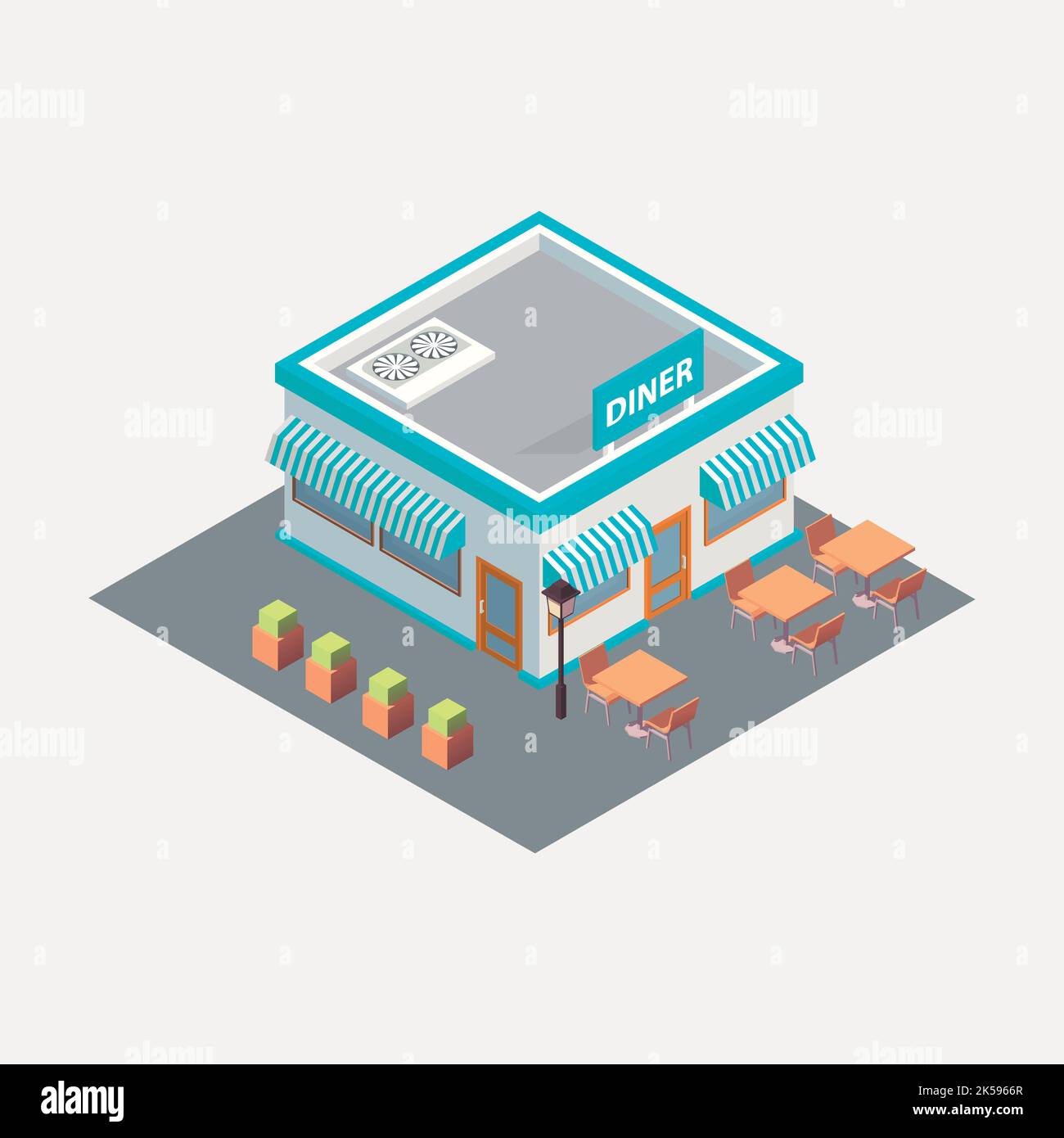 Diner building clipart, 3D architecture model illustration vector Stock ...