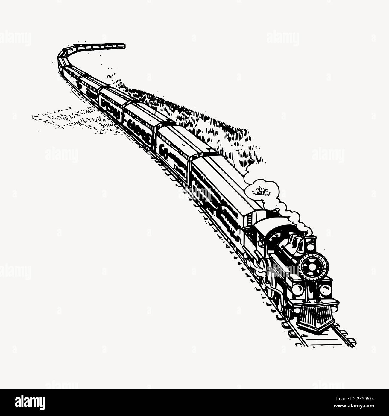 Train drawing, vintage transportation illustration vector Stock Vector ...