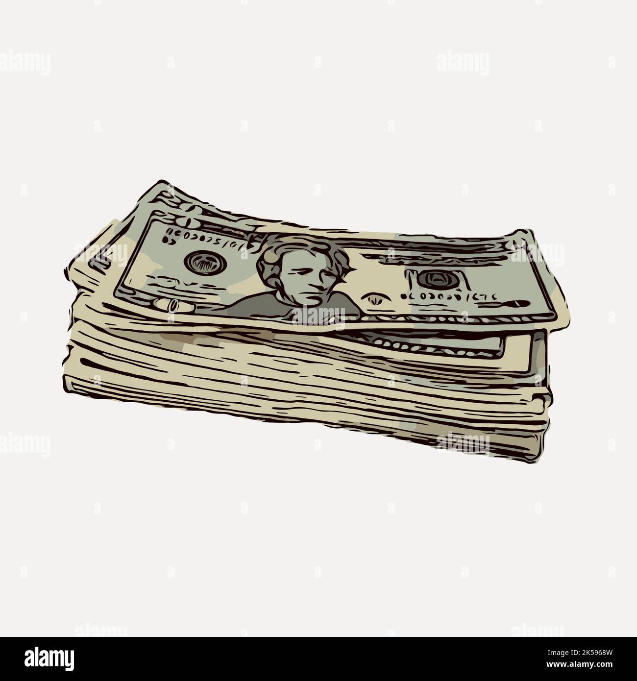 American money wad clipart, USD currency illustration vector Stock ...