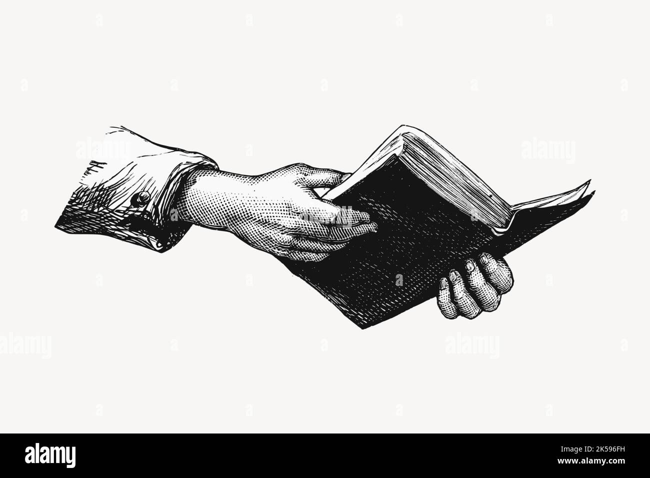Hands holding book clipart, vintage illustration vector Stock Vector ...