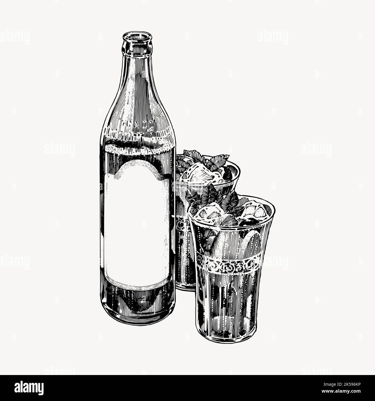 Iced cola drawing, vintage beverage illustration vector Stock Vector ...