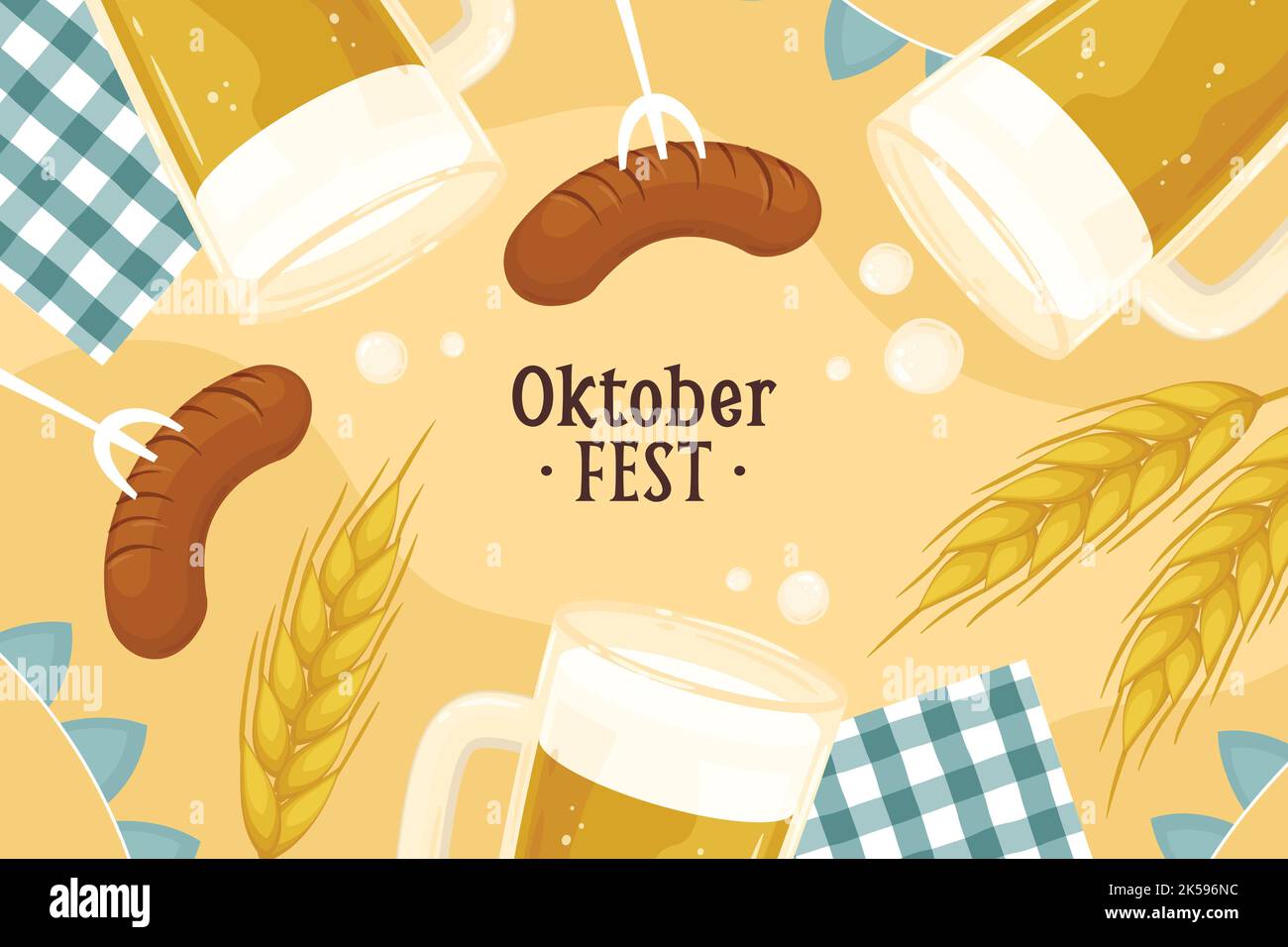 hand drawn oktoberfest background vector design illustration Stock ...