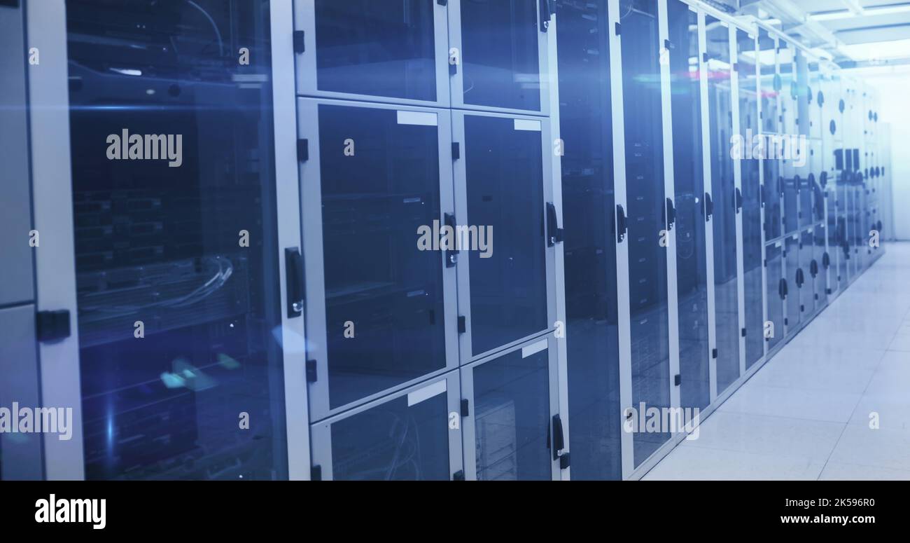 Image of data processing over server room Stock Photo - Alamy