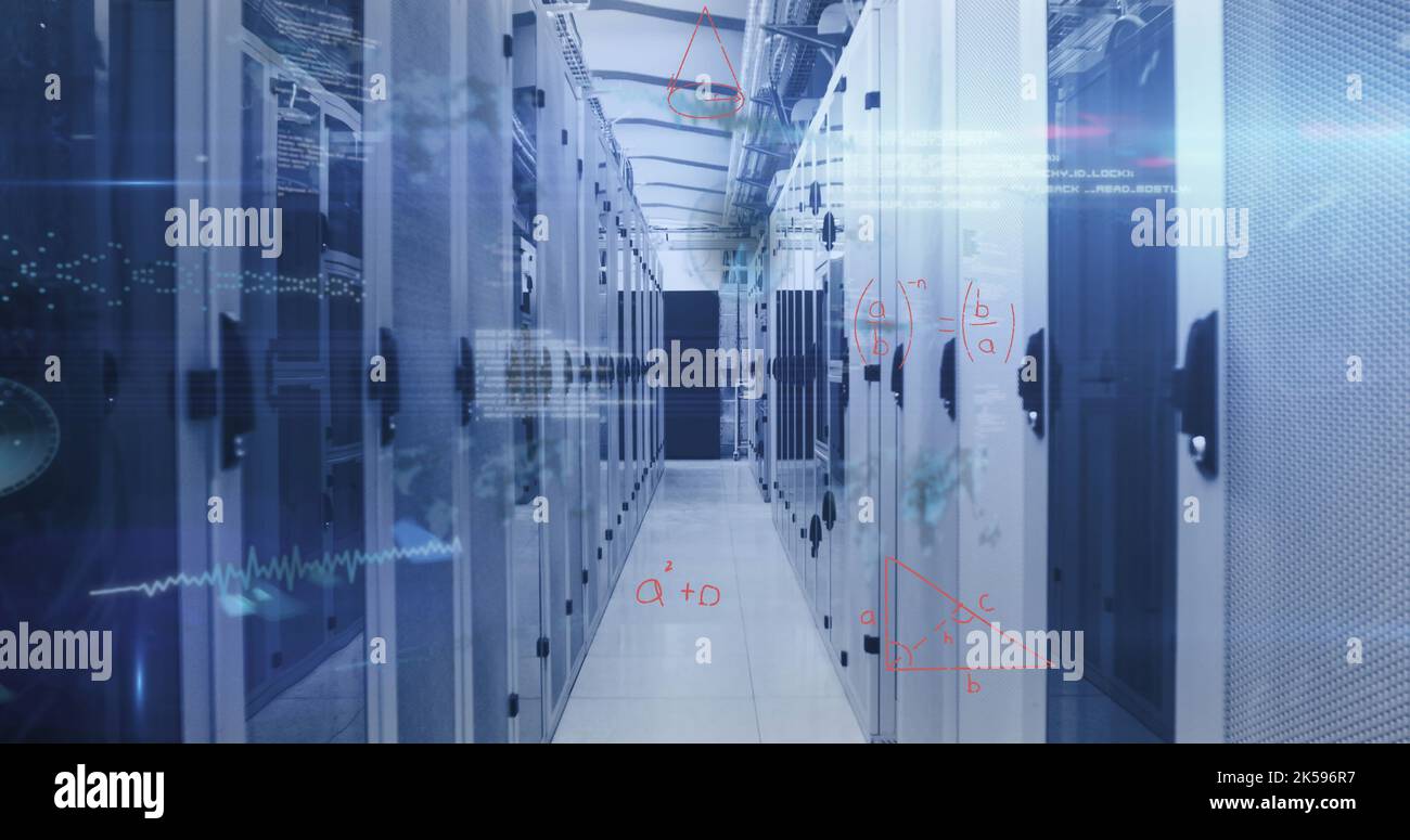 Image of data processing over server room Stock Photo - Alamy
