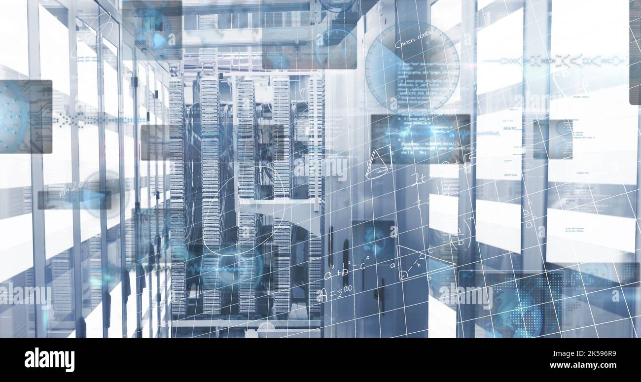 Image of data processing over server room Stock Photo - Alamy