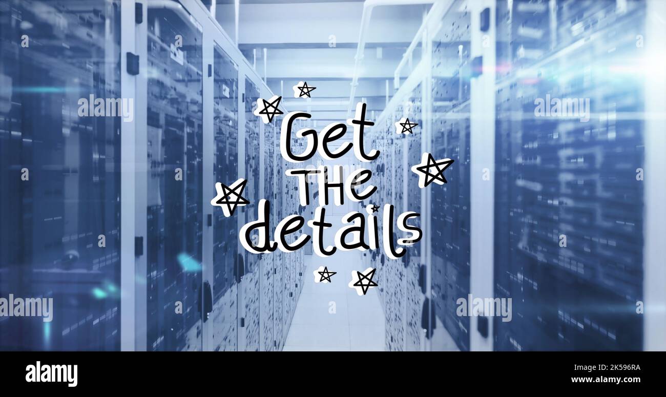 Image of data processing and get the details text over server room ...