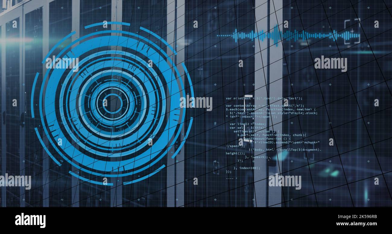 Image of data processing over server room Stock Photo - Alamy