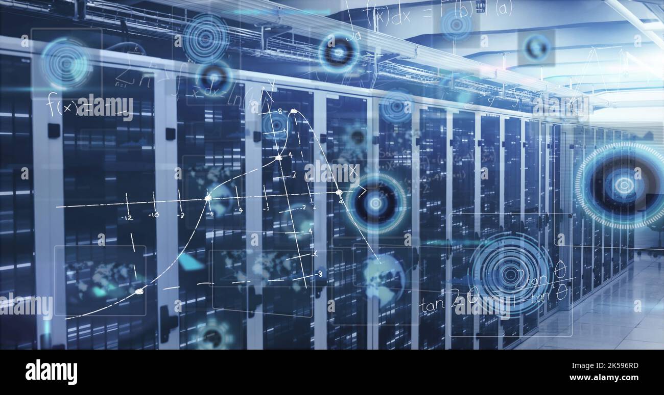 Image of data processing over server room Stock Photo - Alamy