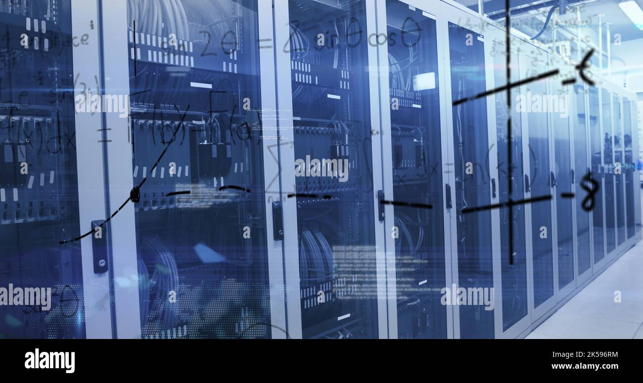 Image of data processing over server room Stock Photo - Alamy