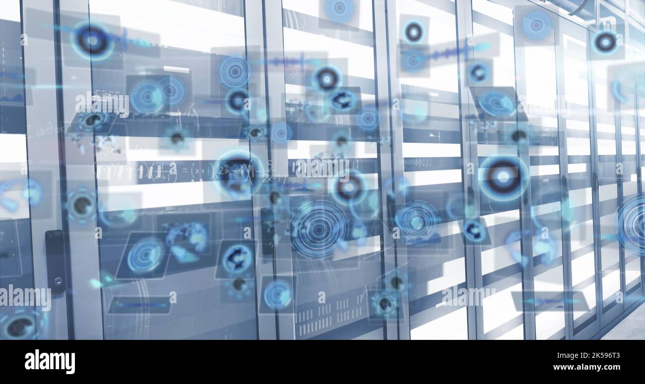 Image of data processing over server room Stock Photo - Alamy