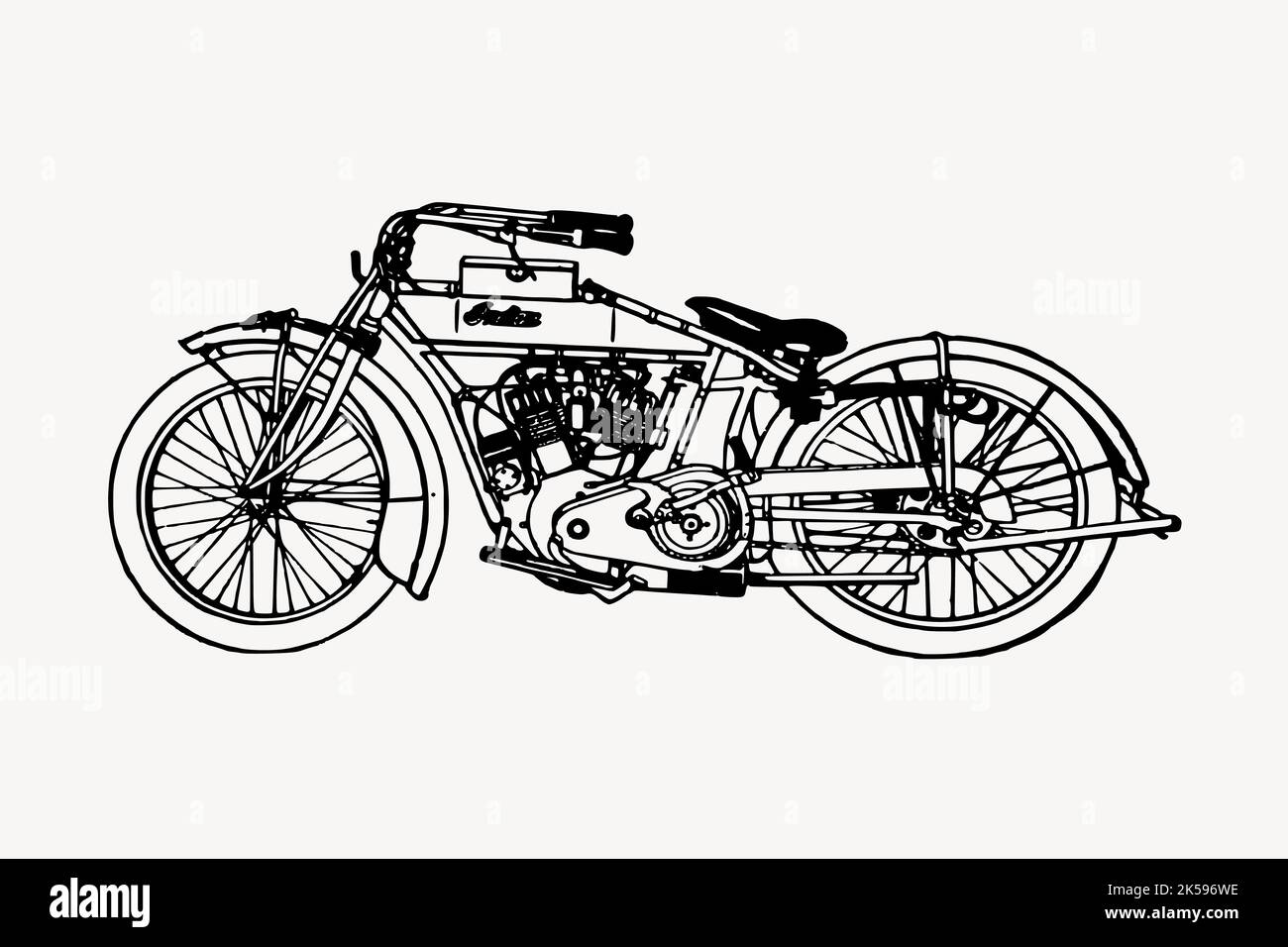 Motorcycle drawing, vintage vehicle illustration vector Stock Vector ...