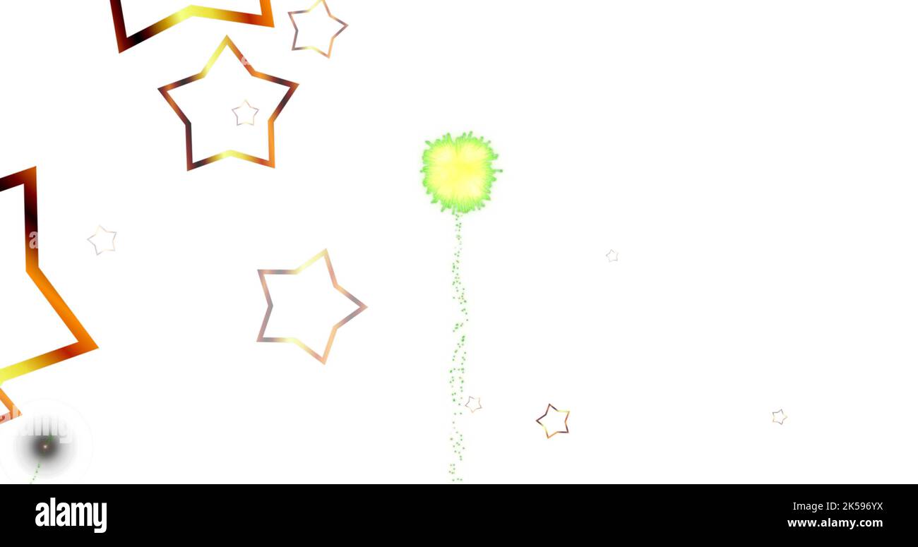 Image of stars over fireworks on white background Stock Photo - Alamy