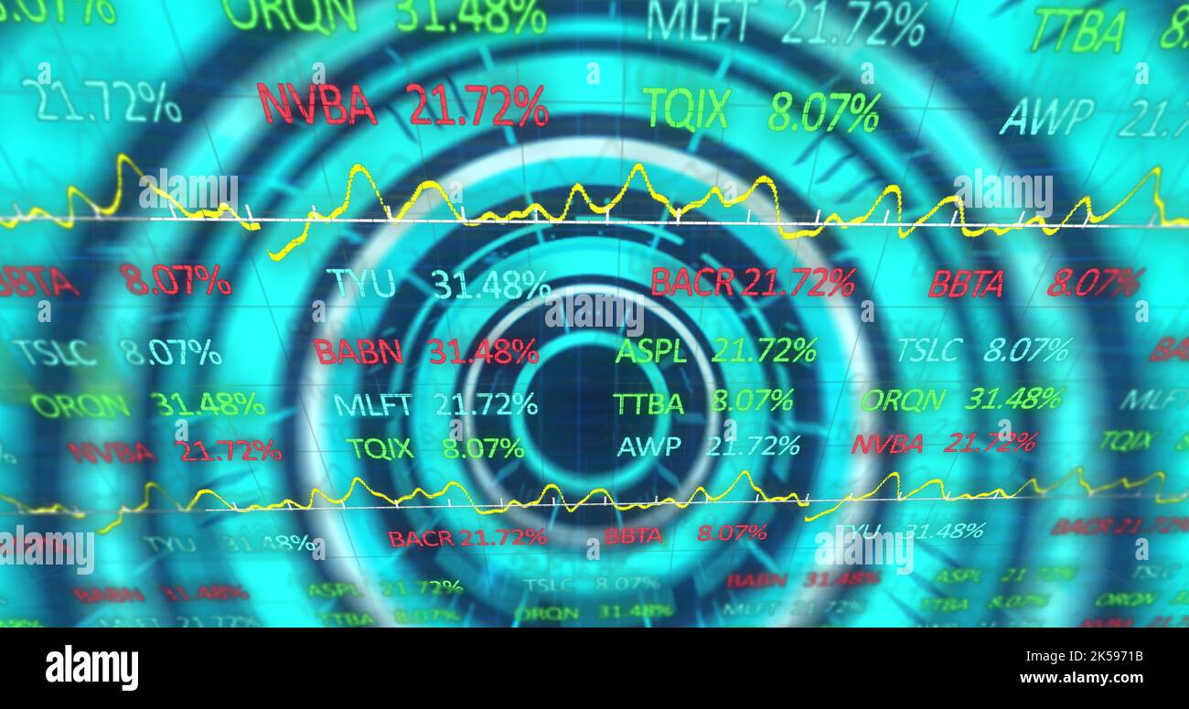 Image of scope scanning with data processing and stock market over ...