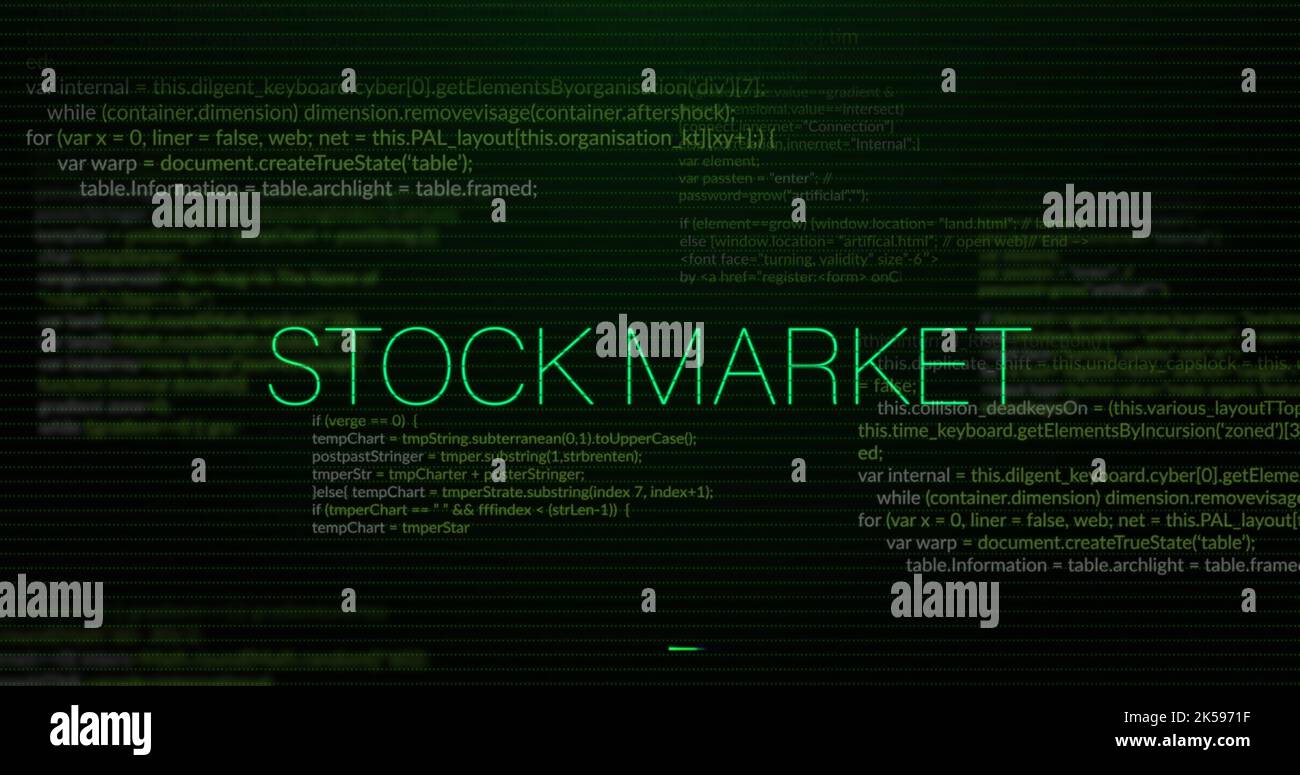 Image of stock market text over data processing Stock Photo - Alamy