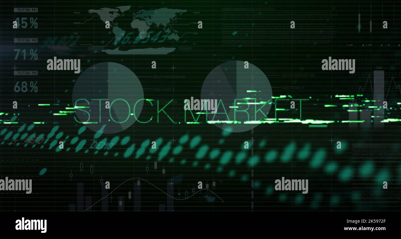 Image of stock market text over data processing Stock Photo - Alamy