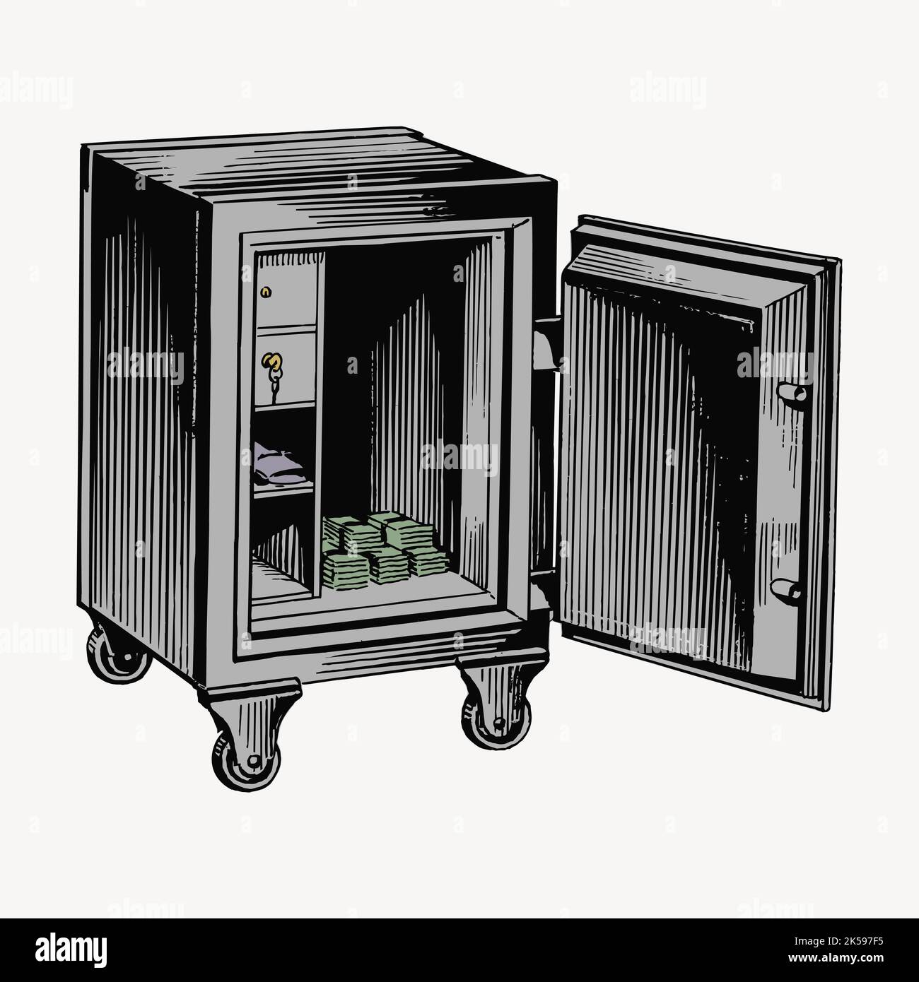 Metal save box clipart, vintage object illustration vector Stock Vector ...