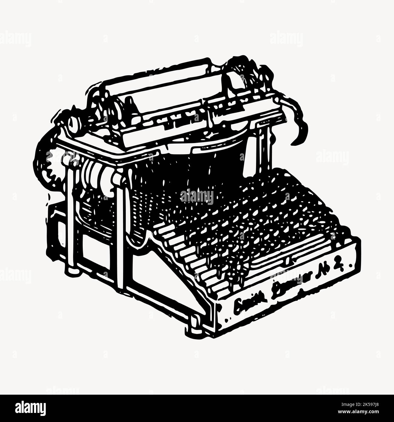 Typewriter drawing, vintage object illustration vector Stock Vector ...