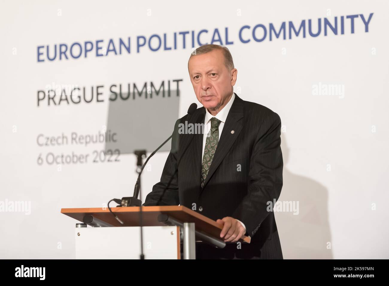 Turkish President Recep Tayyip Erdogan speaks to the media at a press ...