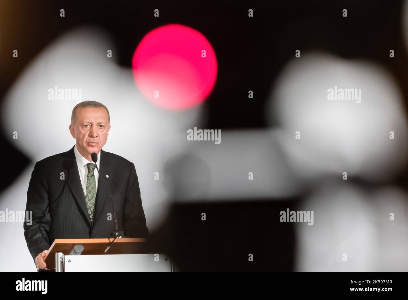 Turkish President Recep Tayyip Erdogan speaks to the media at a press ...