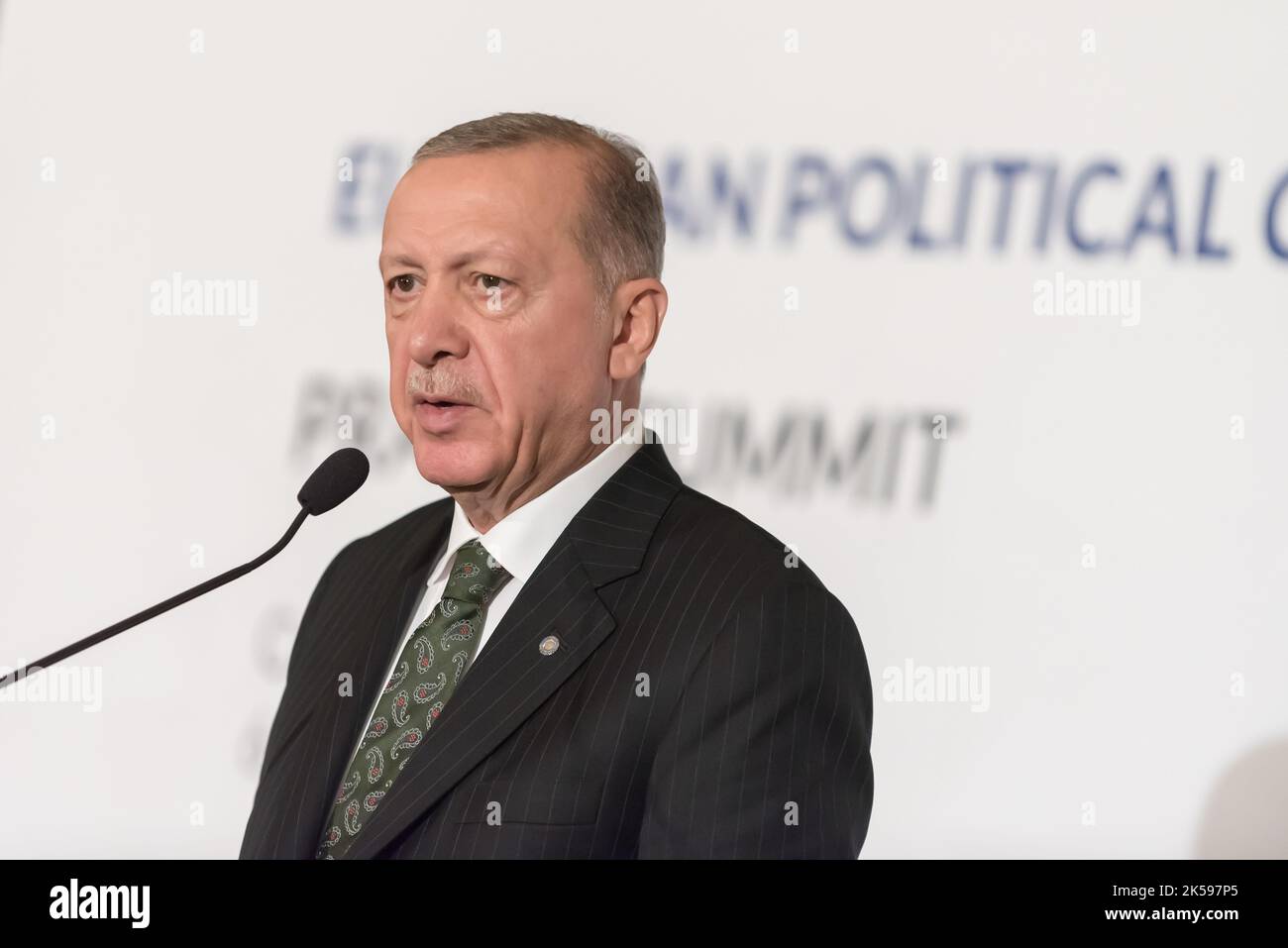 Turkish President Recep Tayyip Erdogan speaks to the media at a press ...