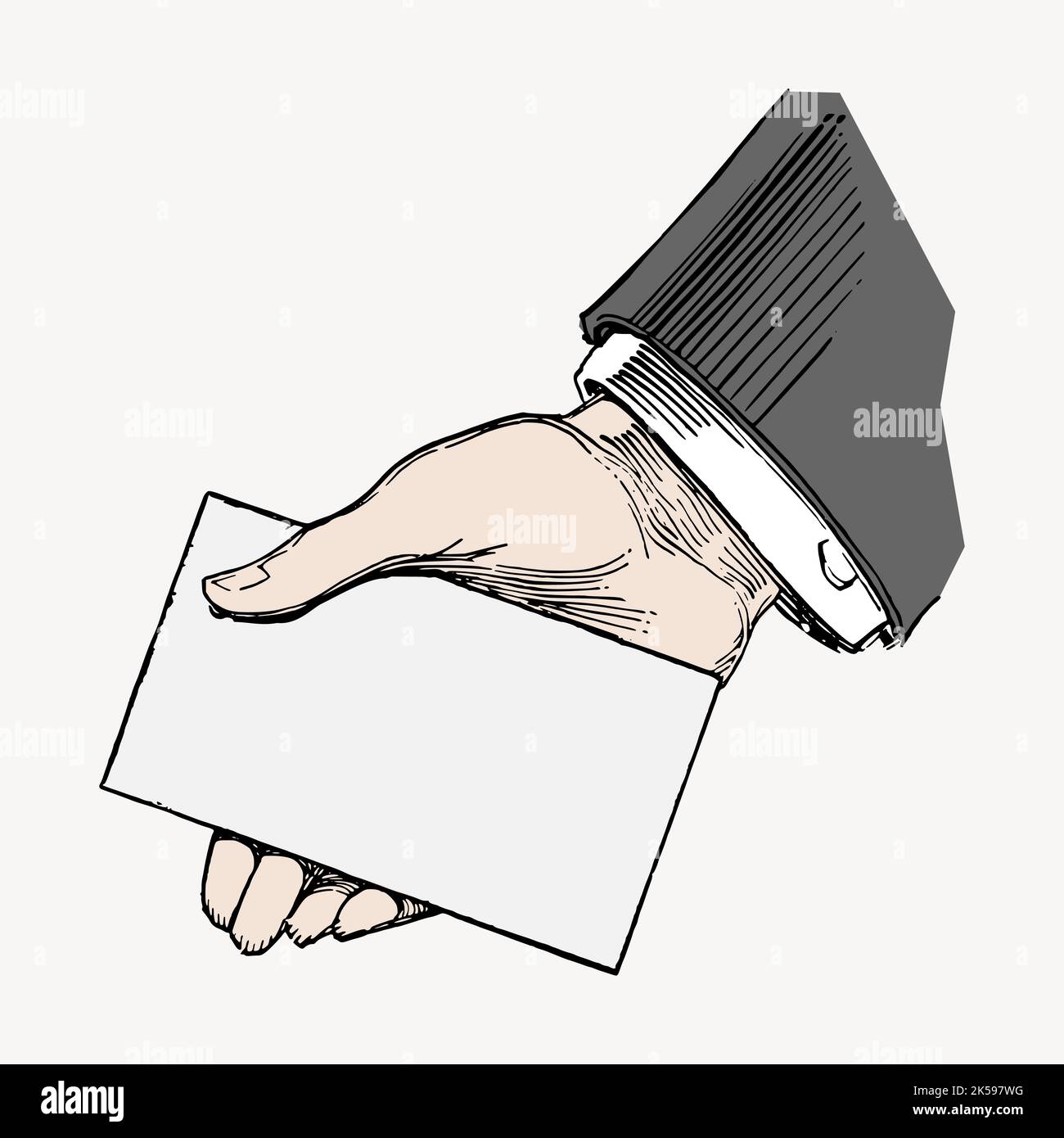 Hand holding card clipart, business vintage illustration vector Stock ...