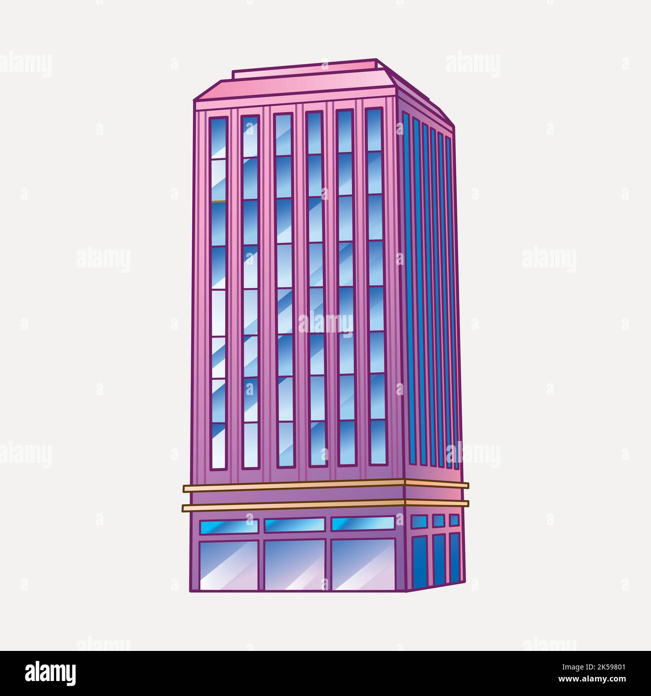 Purple office building clipart, cartoon architecture illustration ...