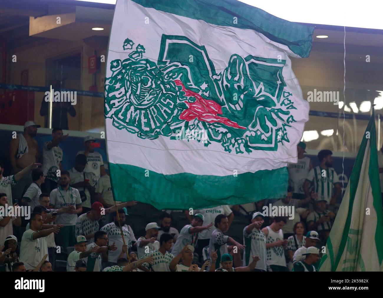 Sao Paulo, Brazil. 06th Oct, 2022. Torcida, flag during a game between ...