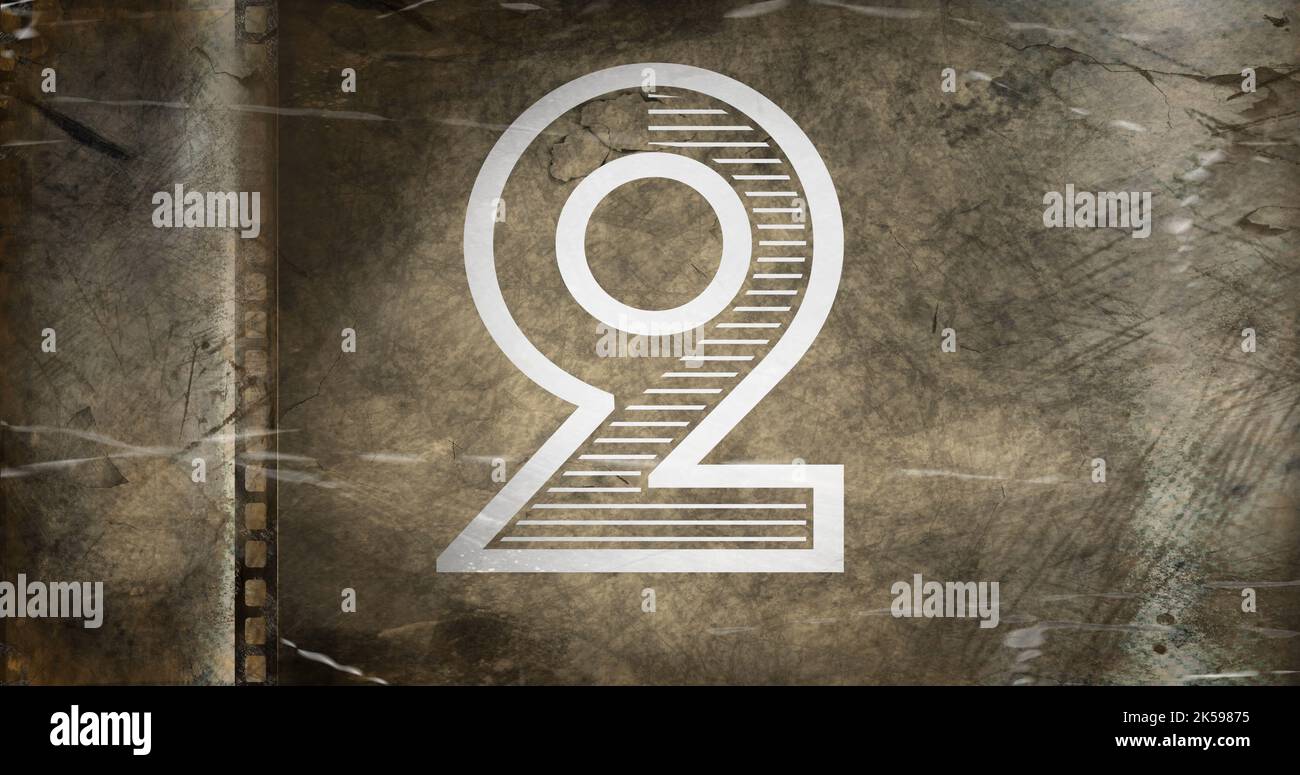 Composite of number 2 against rusty metallic background, copy space ...