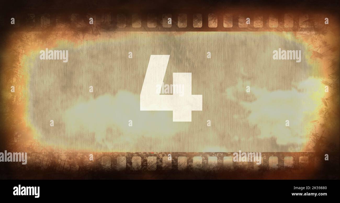 Composite of number 4 text over old rusty negative camera film with ...