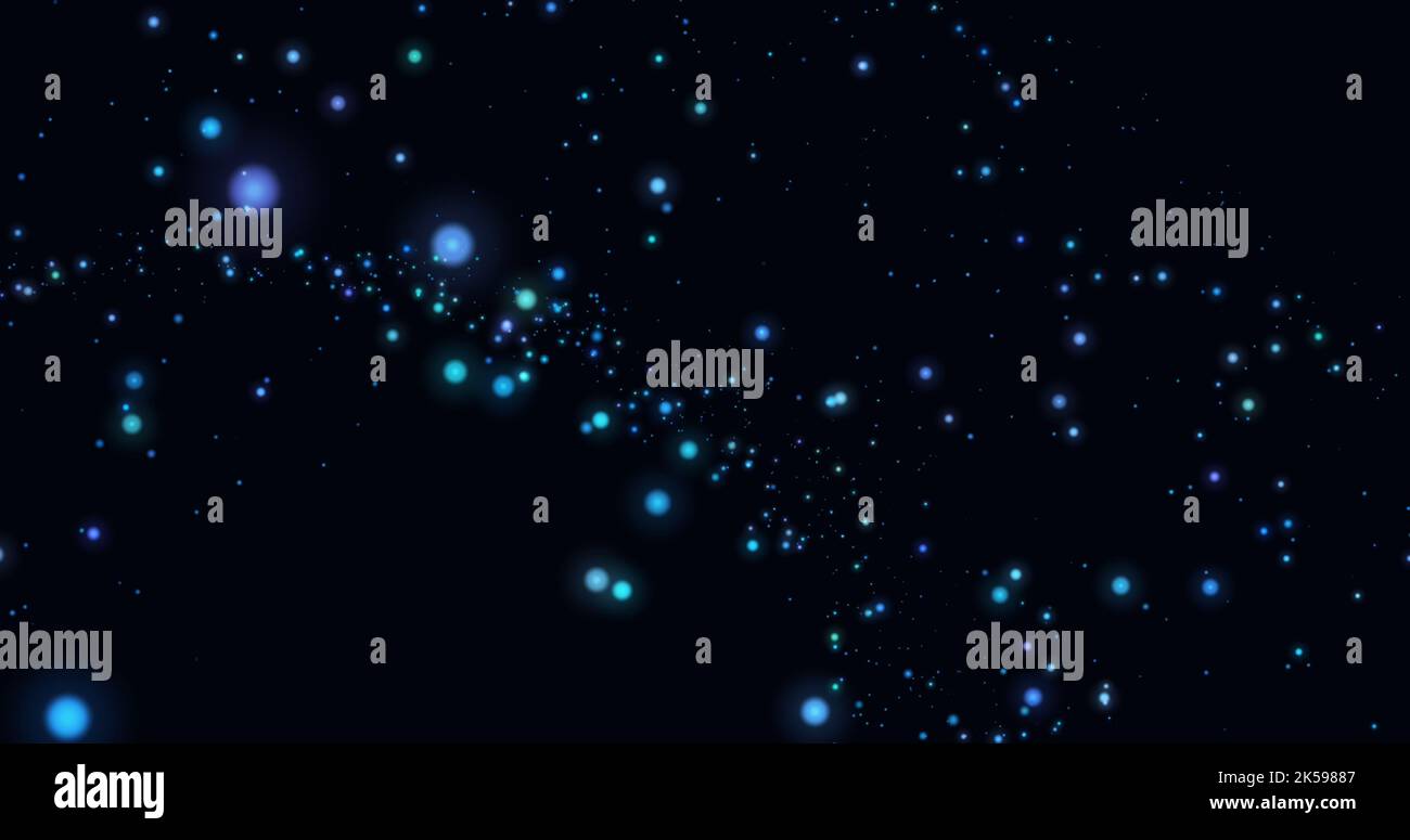 Illustration of blue colored illuminated stars in skyscape, copy space ...