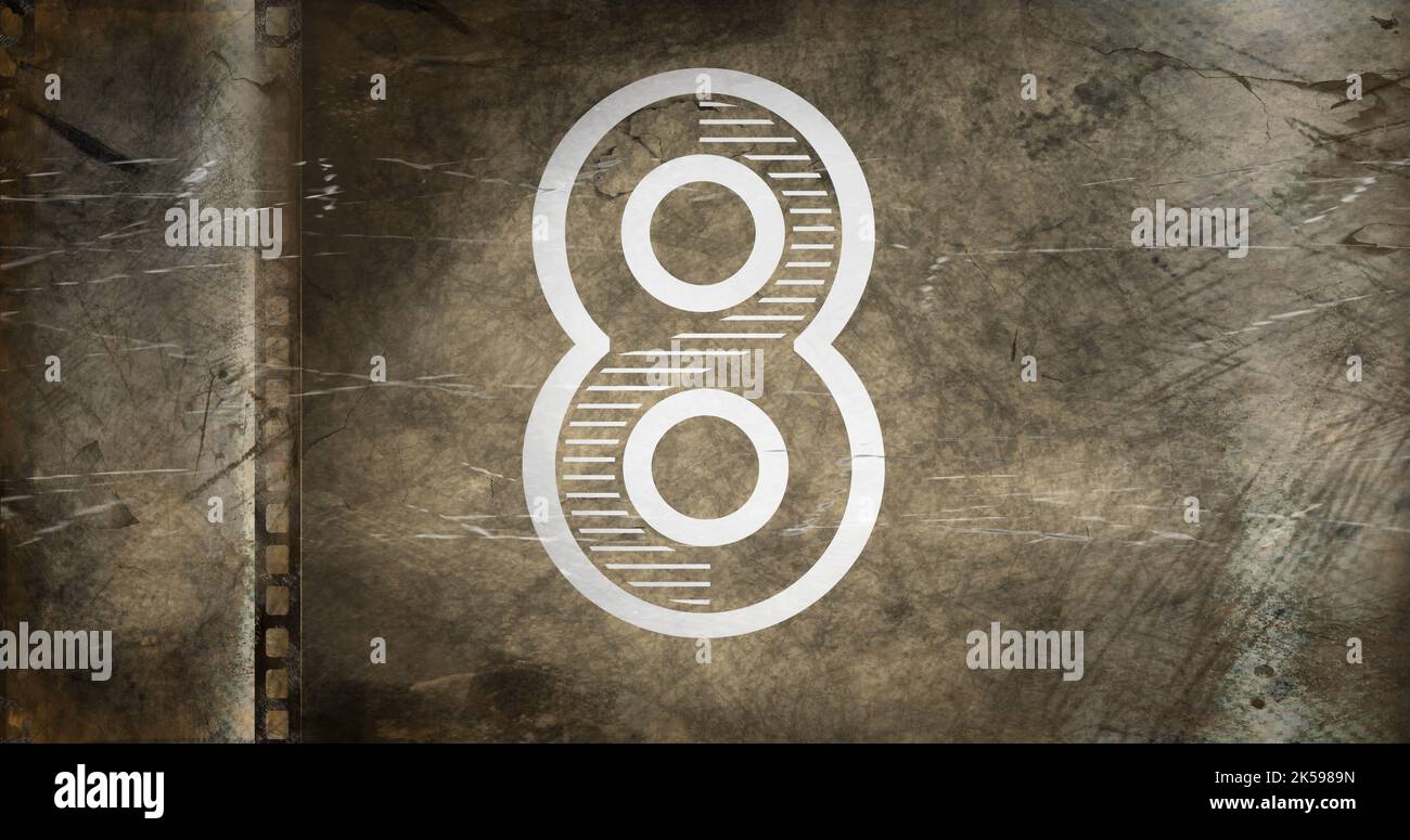 Composite of number 8 against rusty metallic background, copy space ...
