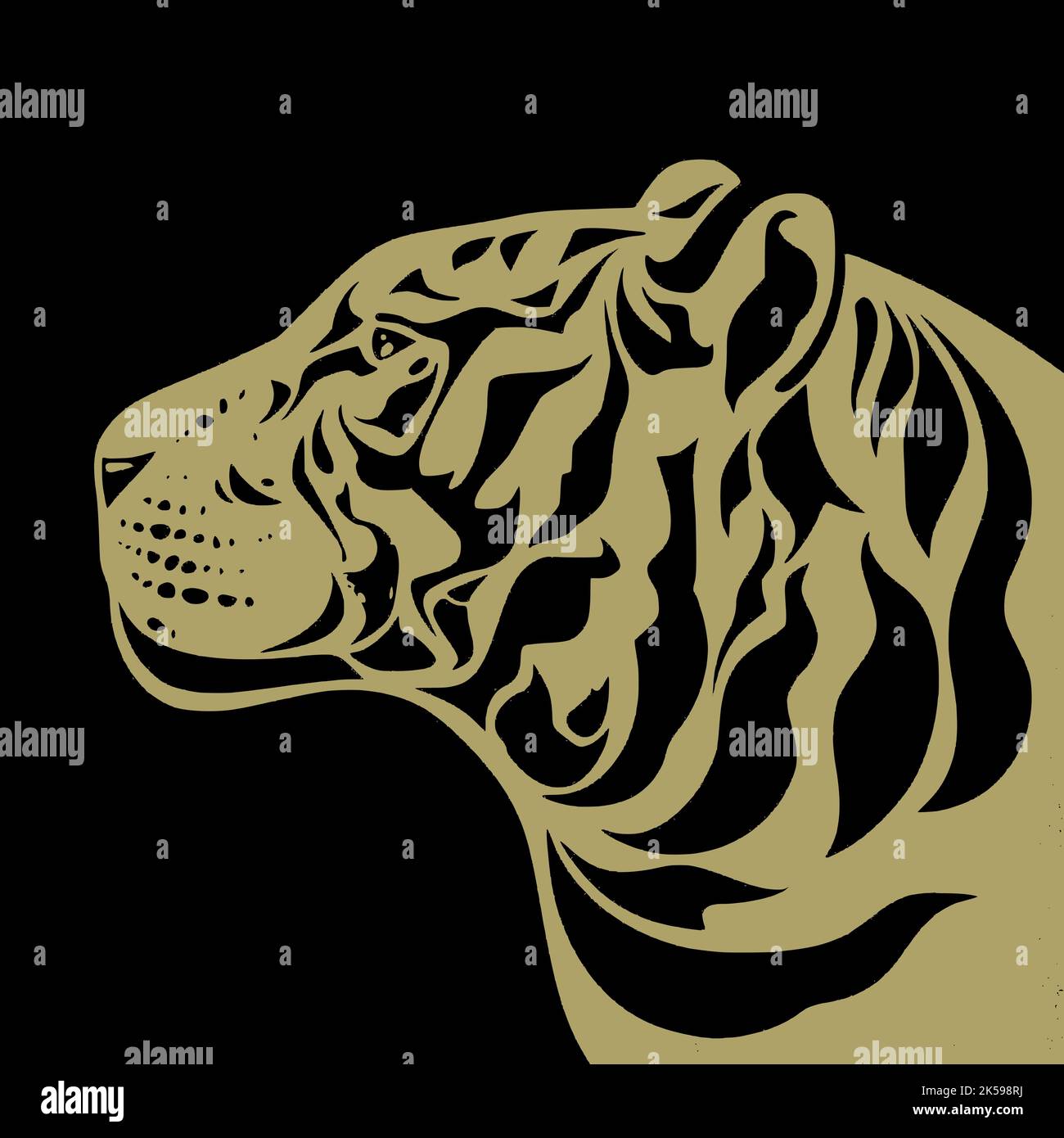 Gold tiger clipart, animal illustration vector Stock Vector Image & Art ...