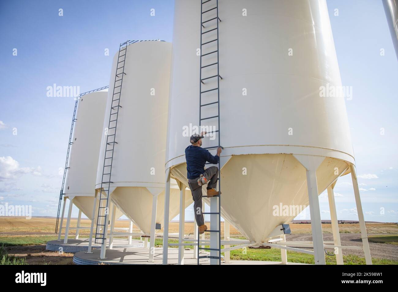 Real people on ladder hi-res stock photography and images - Alamy