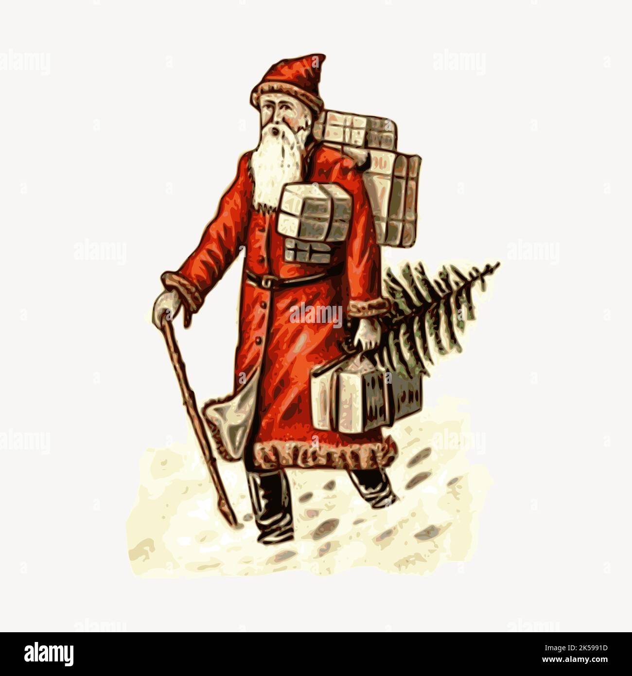Santa Claus clipart, Christmas vintage illustration vector Stock Vector ...
