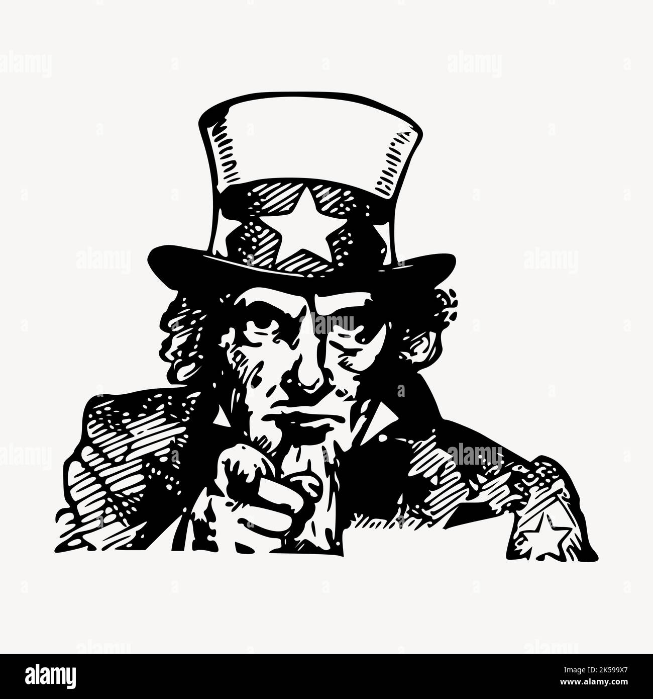 Uncle Sam pointing clipart, famous person vintage illustration vector ...