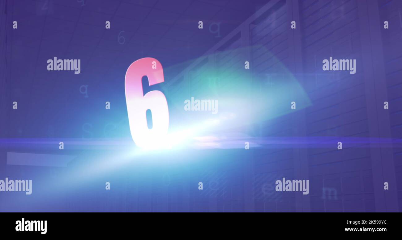 Image of 6g text with data processing over server room Stock Photo - Alamy