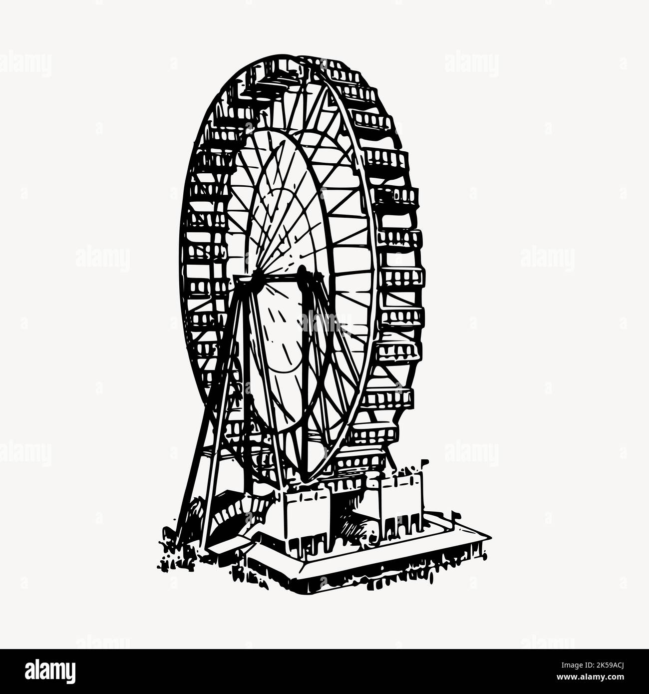 Ferris wheel clipart, amusement park ride vintage illustration vector ...