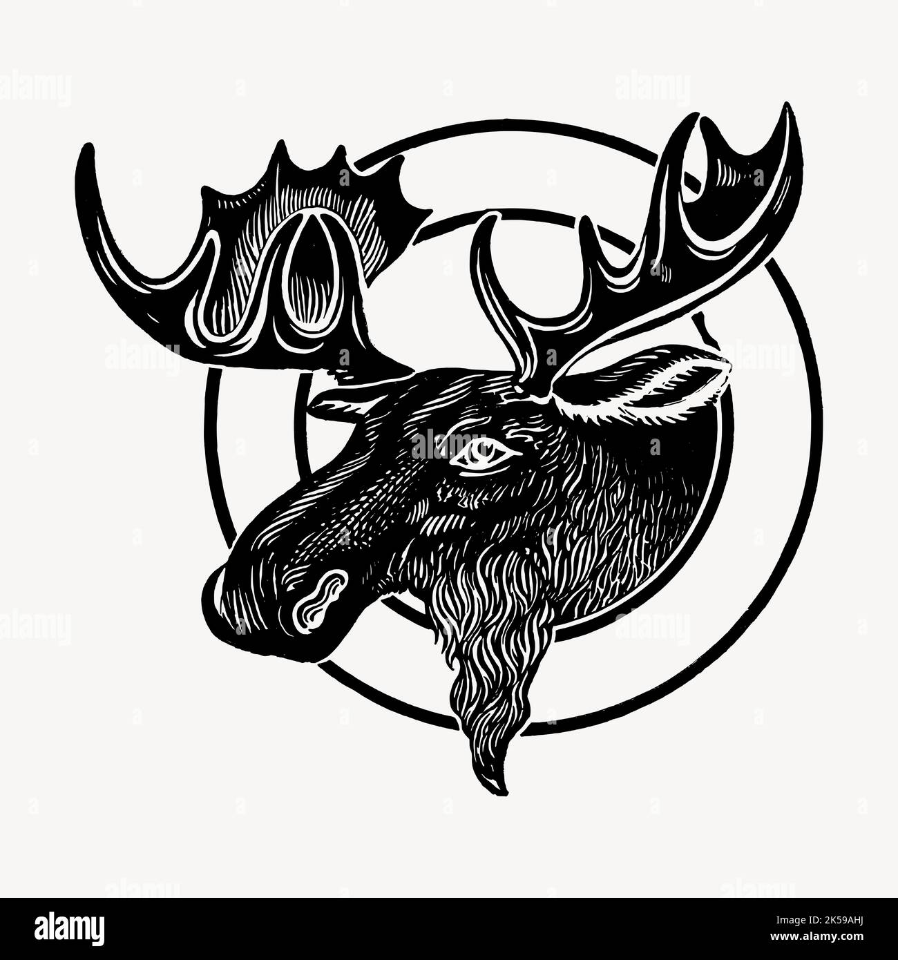 Moose head clipart, animal vintage illustration vector Stock Vector ...