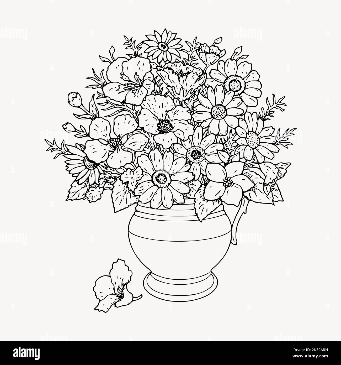 Flower vase clipart, botanical vintage illustration vector Stock Vector ...