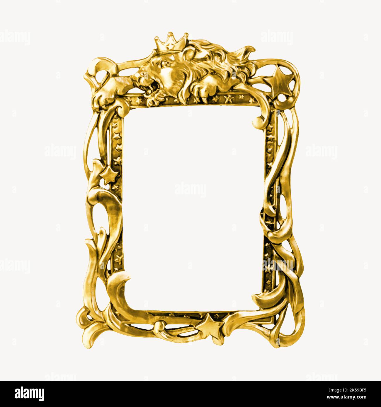 Gold lion frame, vintage decoration illustration vector Stock Vector ...