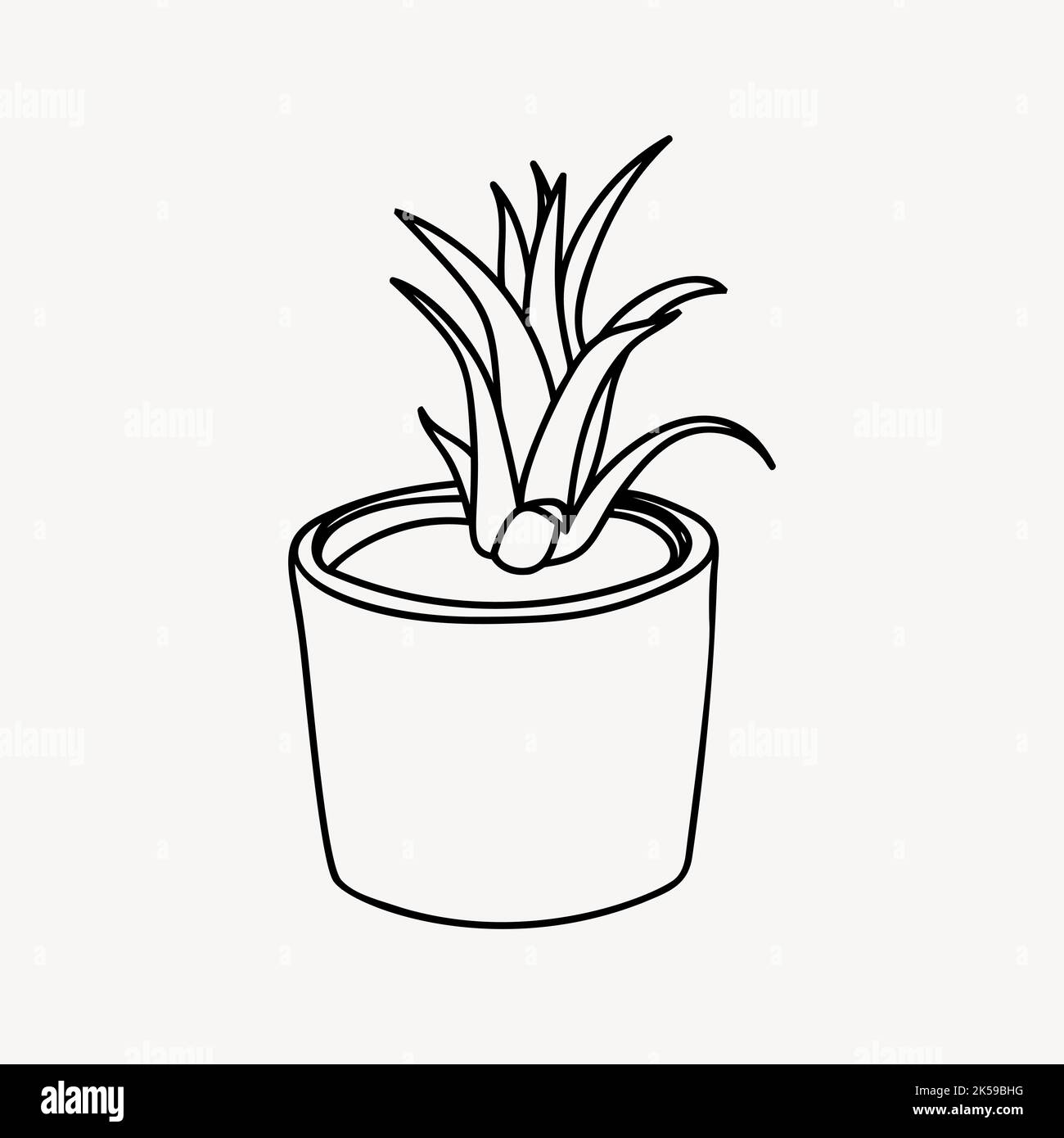 Minimal potted plant drawing, line art illustration vector Stock Vector ...