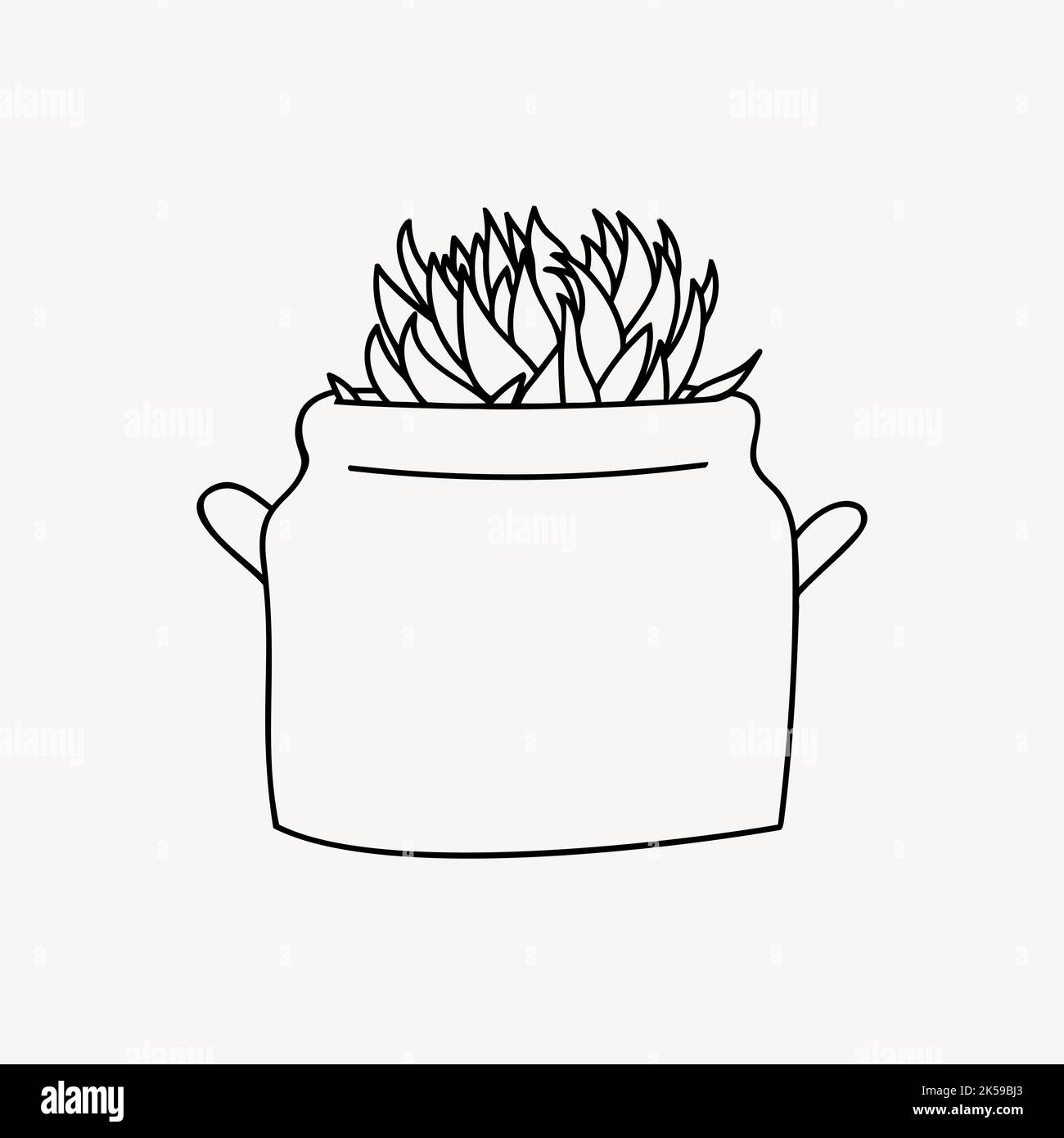 Minimal potted plant drawing, line art illustration vector Stock Vector ...