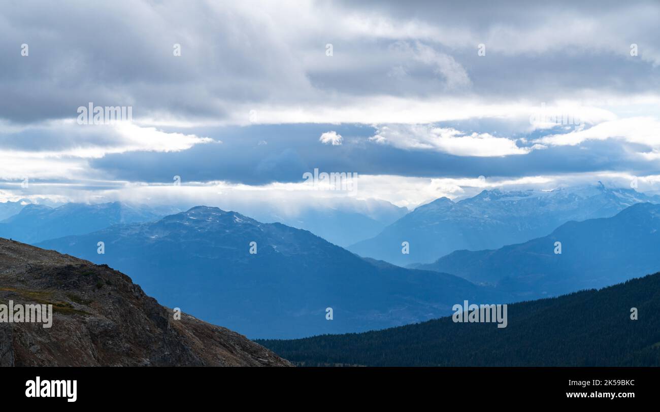 Expansive alpine view from Panorama Ridge under a dramatic sky Stock ...