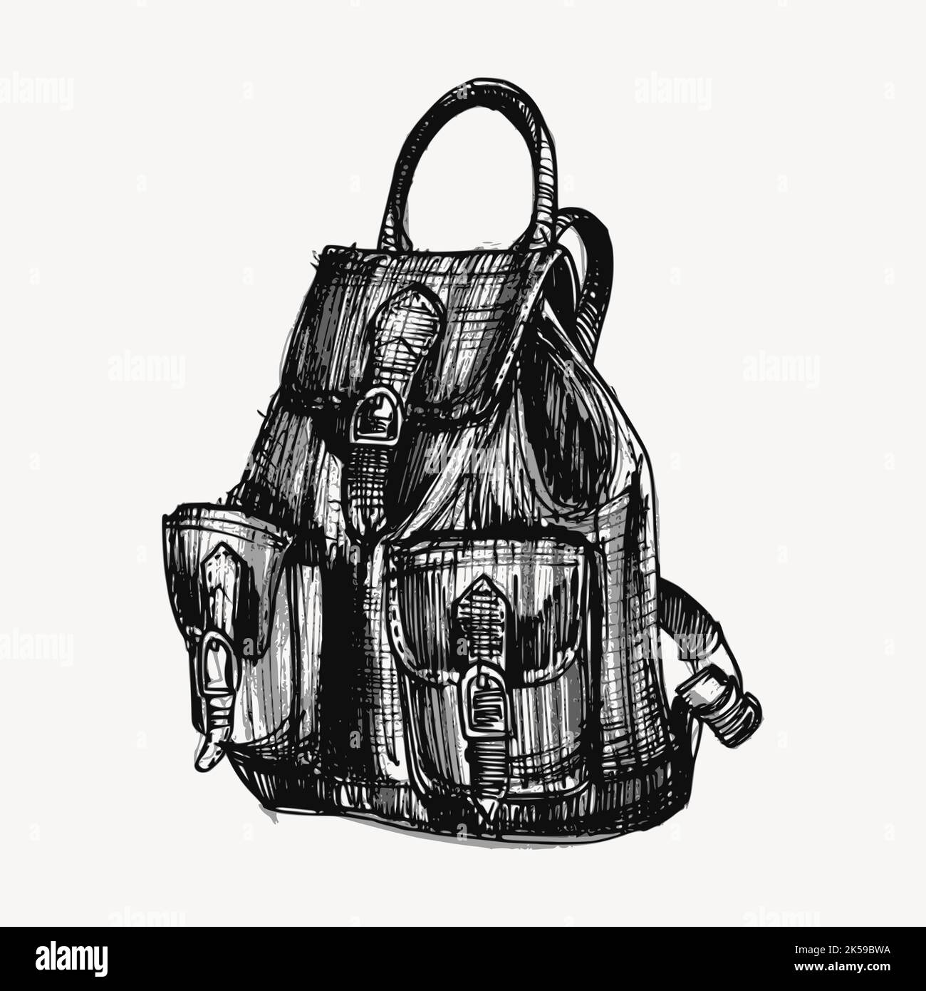 Backpack clipart, vintage illustration vector Stock Vector Image & Art ...